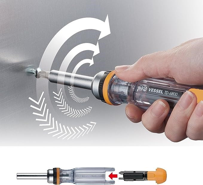 Vessel TD-6808MG PH/Hex 8-in-1 Ratchet Driver | Kaiju Tools