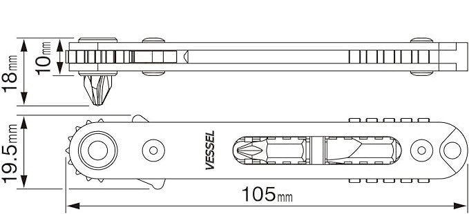 Vessel TD-76 Low Profile Flat Ratchet Screwdriver | Kaiju Tools